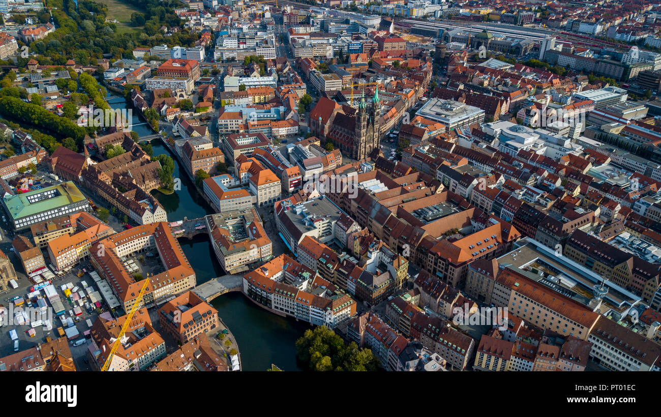 Aerial view of the Altstadt, old town, Nuremberg, Germany Stock Photo ...
