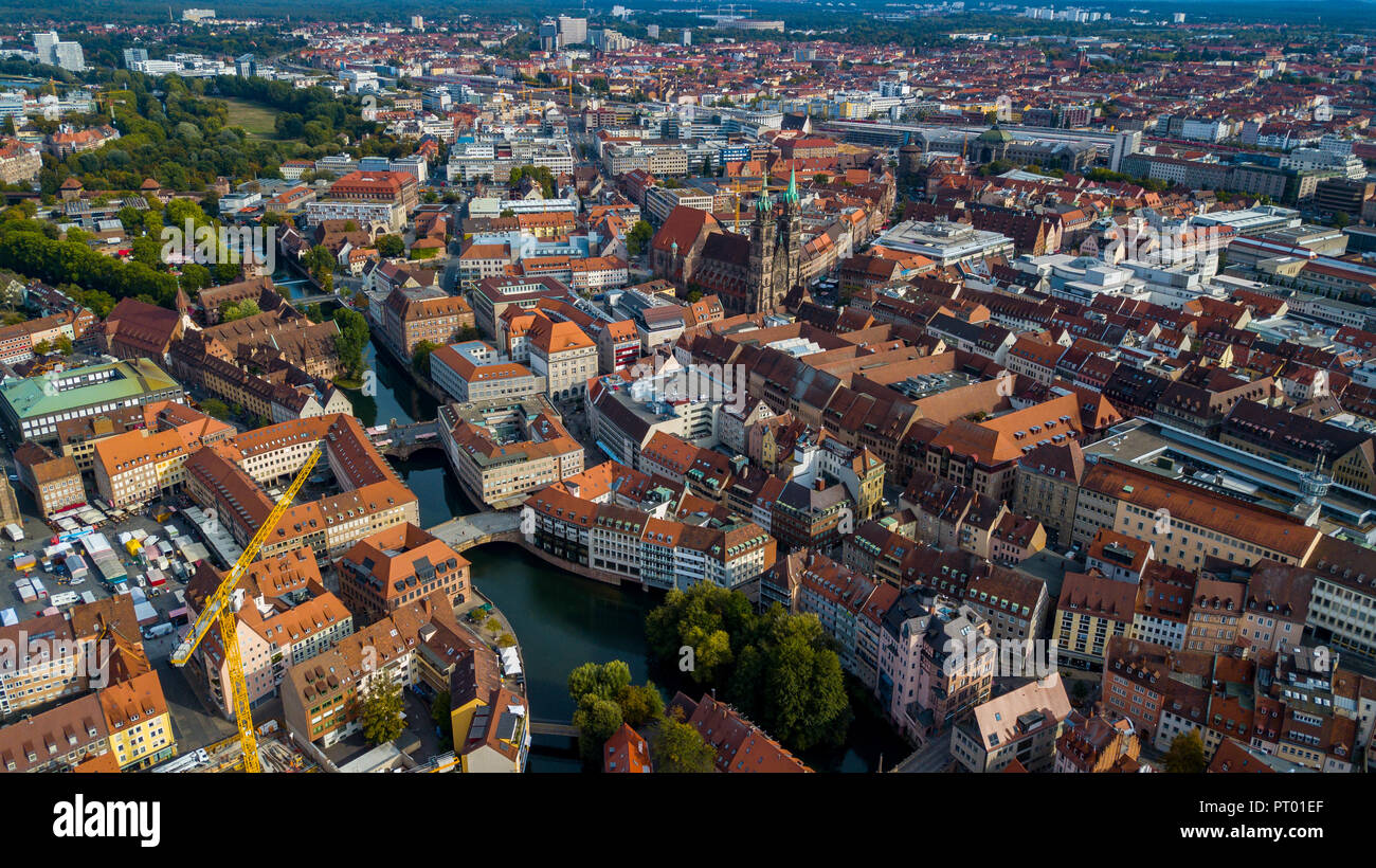 Aerial view of the Altstadt, old town, Nuremberg, Germany Stock Photo ...
