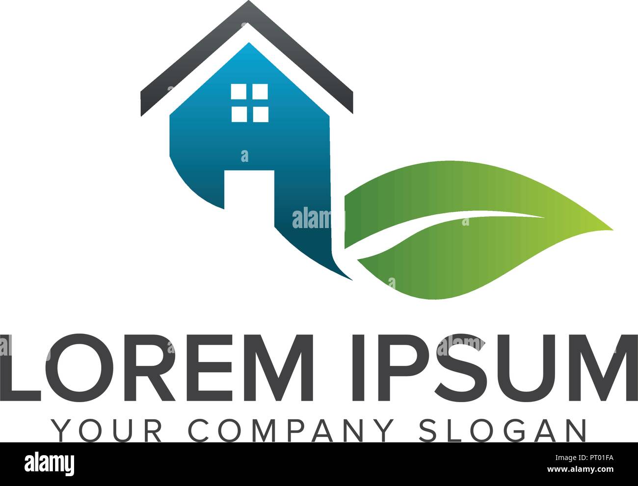leaf house logo. Real estate Architectural Construction logo design ...