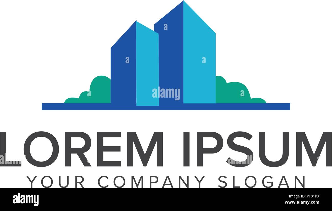 blue building logo. Architectural Construction and Real Estate logo ...