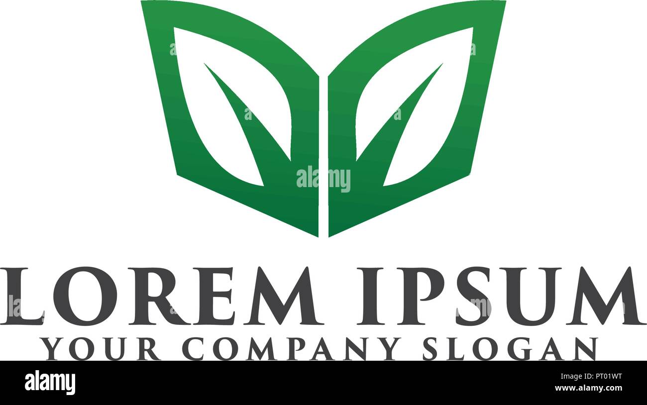 leaf green book logo. education logo design concept template Stock ...