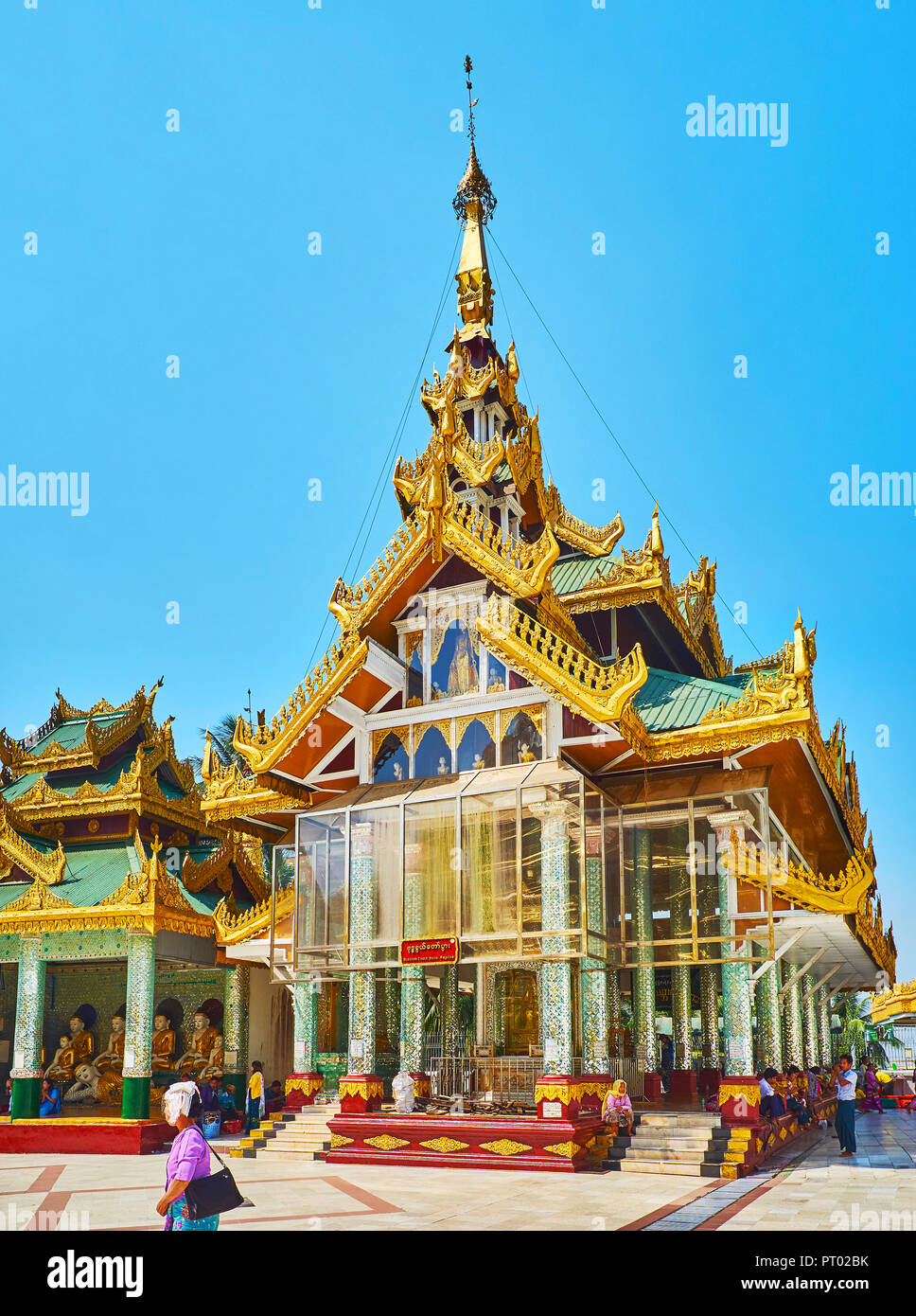 YANGON, MYANMAR - FEBRUARY 27, 2018: The Shrine of Buddha Sacred Tooth ...
