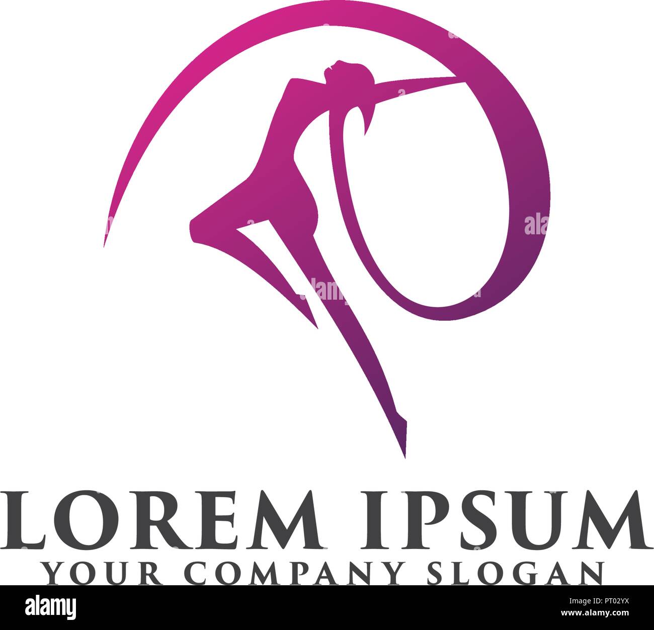 beautiful woman dancing logo design concept template Stock Vector Image ...