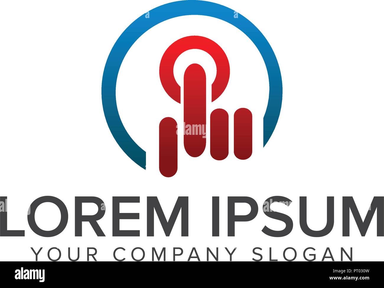 hand touch logo. Technology media logo design concept template Stock ...