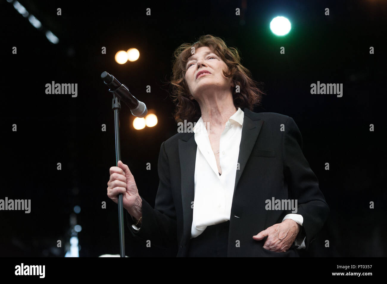 Singer Jane Birkin on stage during a concert on the occasion of La ...