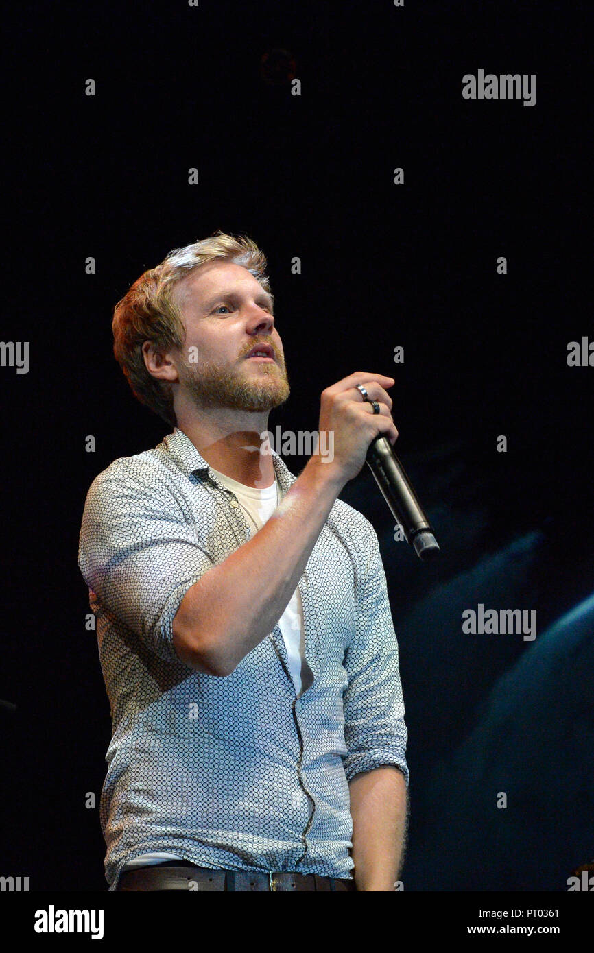 Kyo with its singer Benoit Poher on stage during a concert of the ...