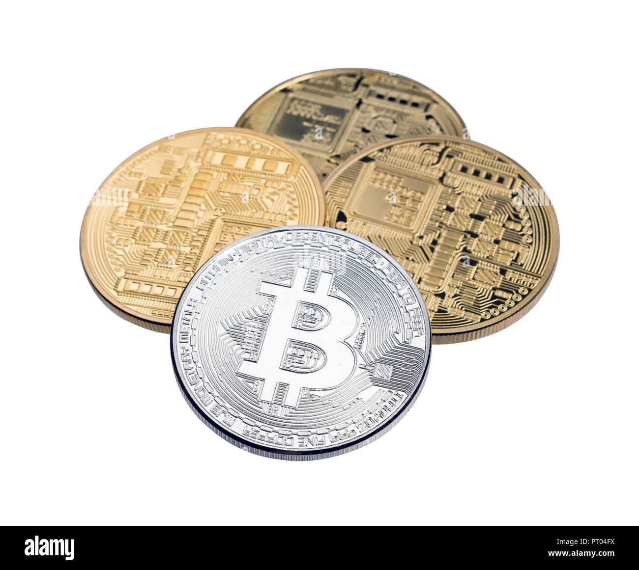 Close up golden bitcoin coin Cut Out Stock Images & Pictures - Alamy