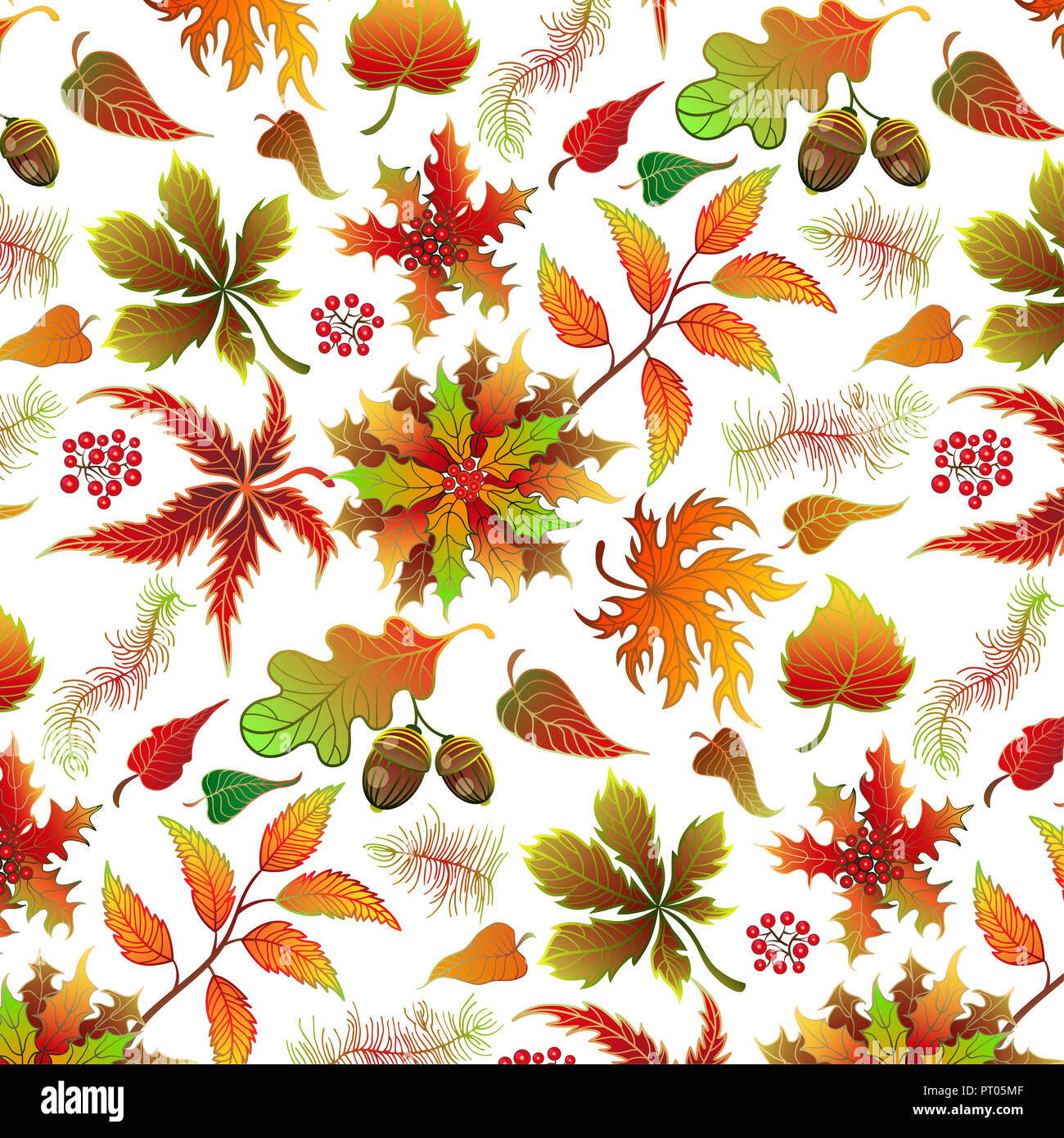 Seamless pattern with autumn leaves and plants. Background easy to use ...