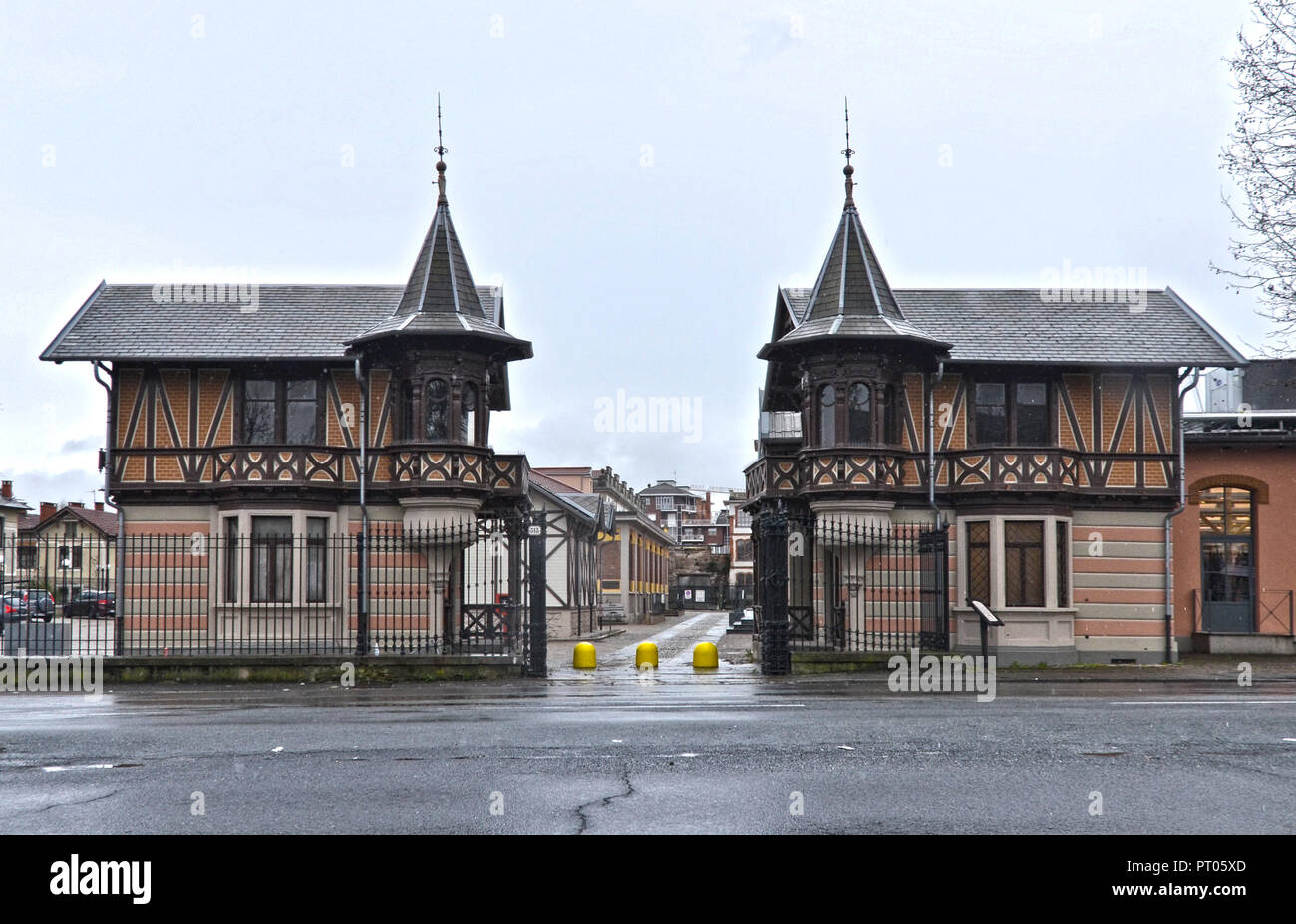 Villaggio Leumann - Collegno (Italy) - Main gate Stock Photo - Alamy