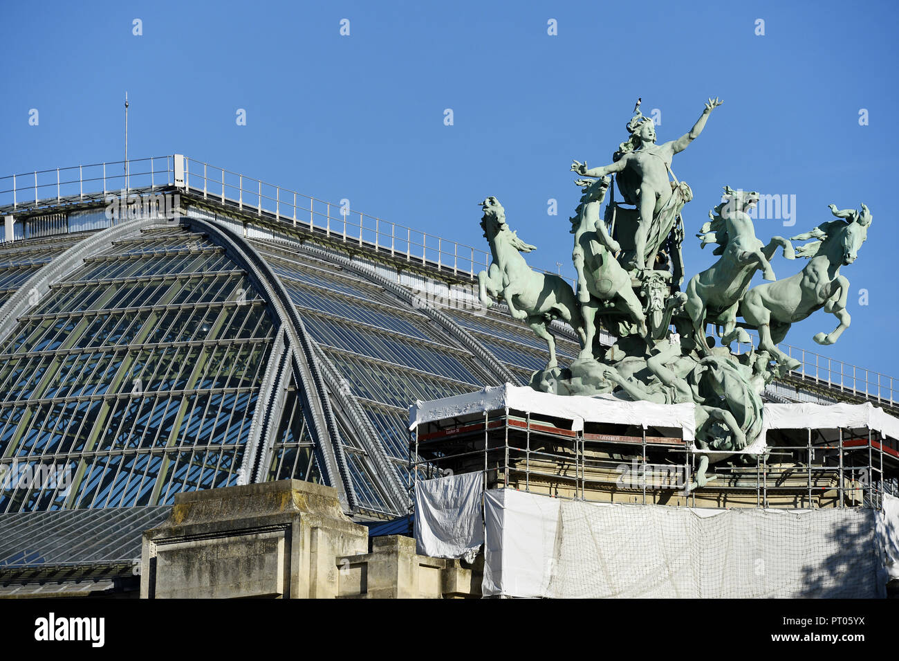 Retaining work - Glass Roof of le Grand-Palais - Paris - France Stock ...