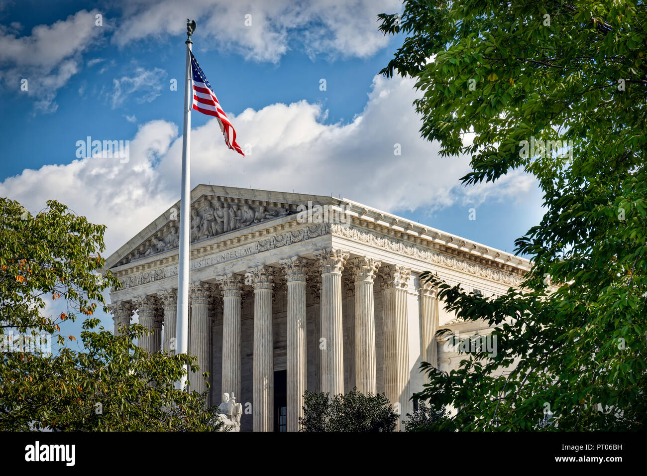 A summer day in front of the US Supreme Court Building in Washington ...