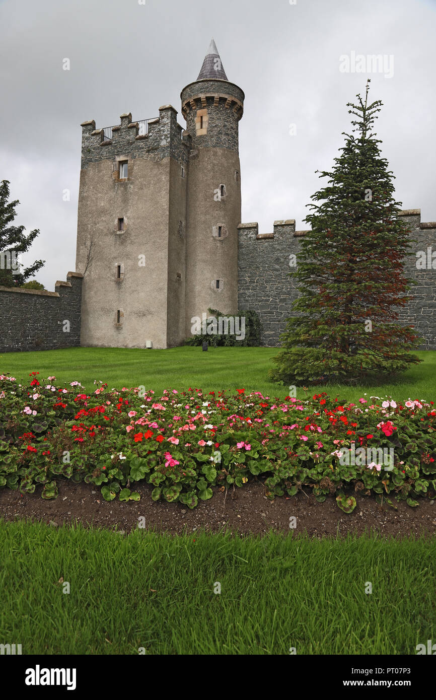 View of the outer wall of Killyeagh Castle from itsstreet in Killyeagh ...