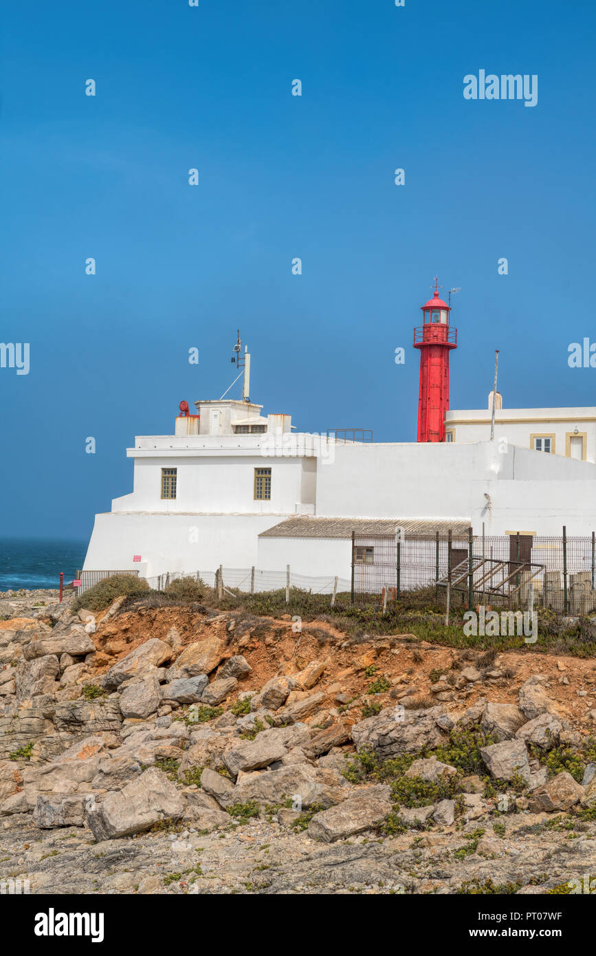View with Cabo Raso lighthouse and fort of Saint Bras near Guincho ...