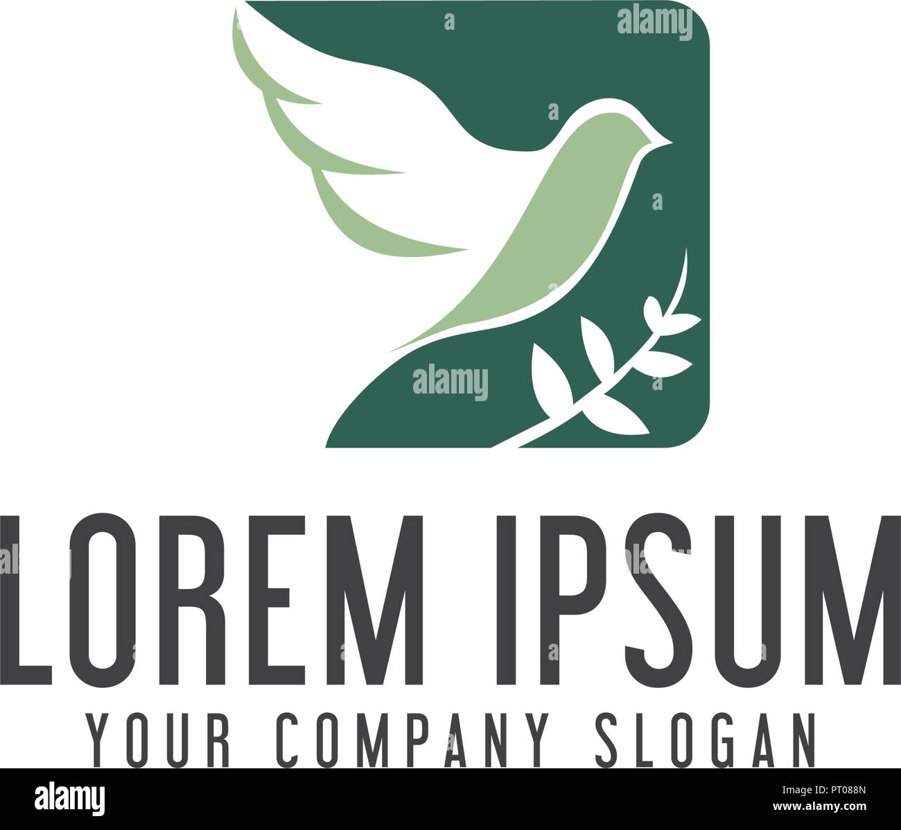 bird leaf logo. square shape design concept template Stock Vector Image ...