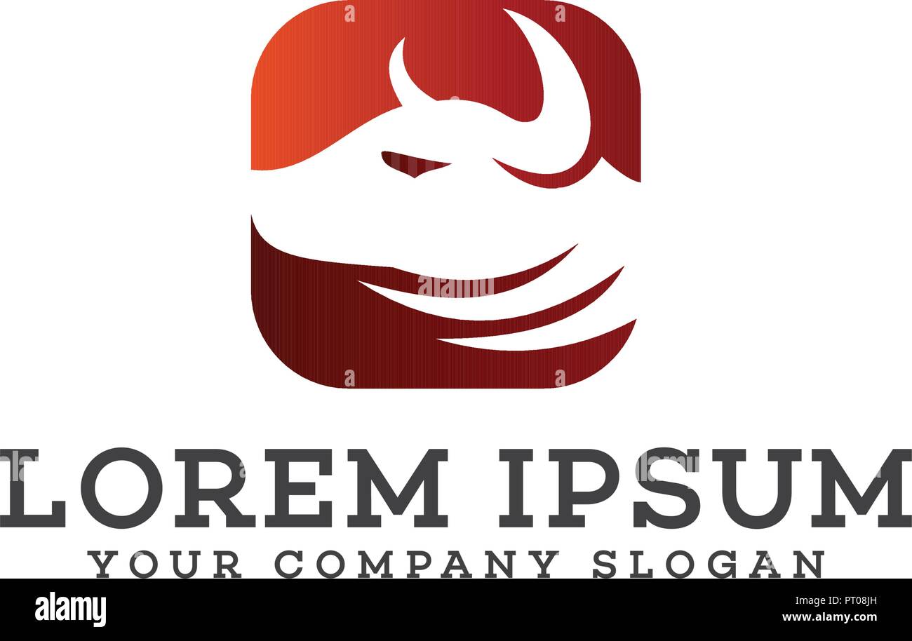 bull logo. square shape design concept template Stock Vector Image ...