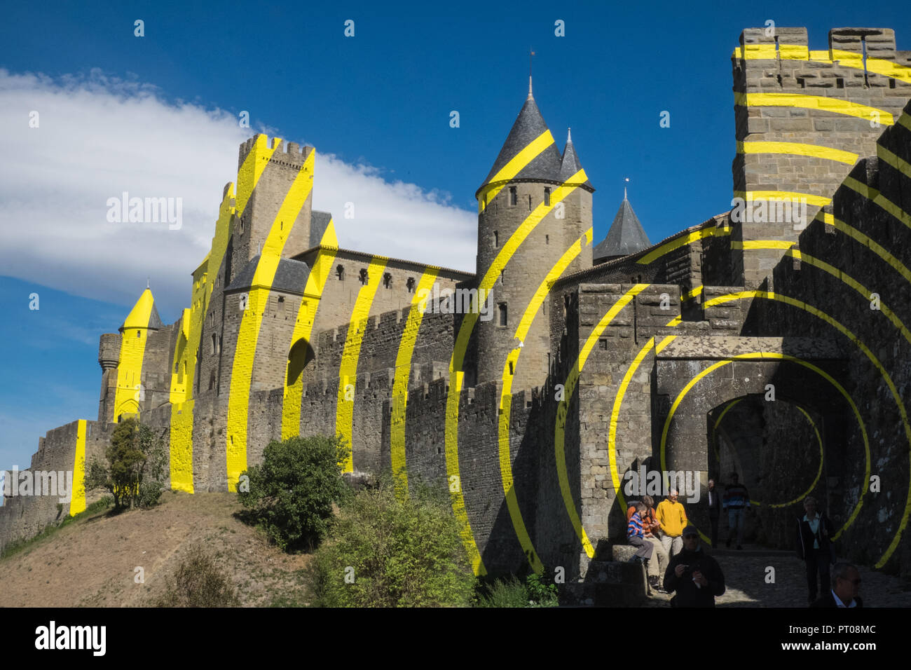 Yellow,art,Eccentric concentric circles,Carcassonne,Carcassone,Castle ...