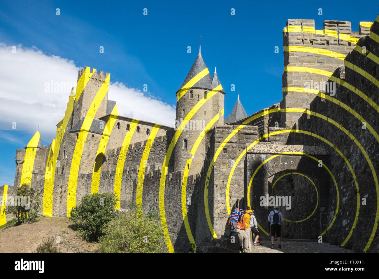Yellow,art,Eccentric concentric circles,Carcassonne,Carcassone,Castle ...