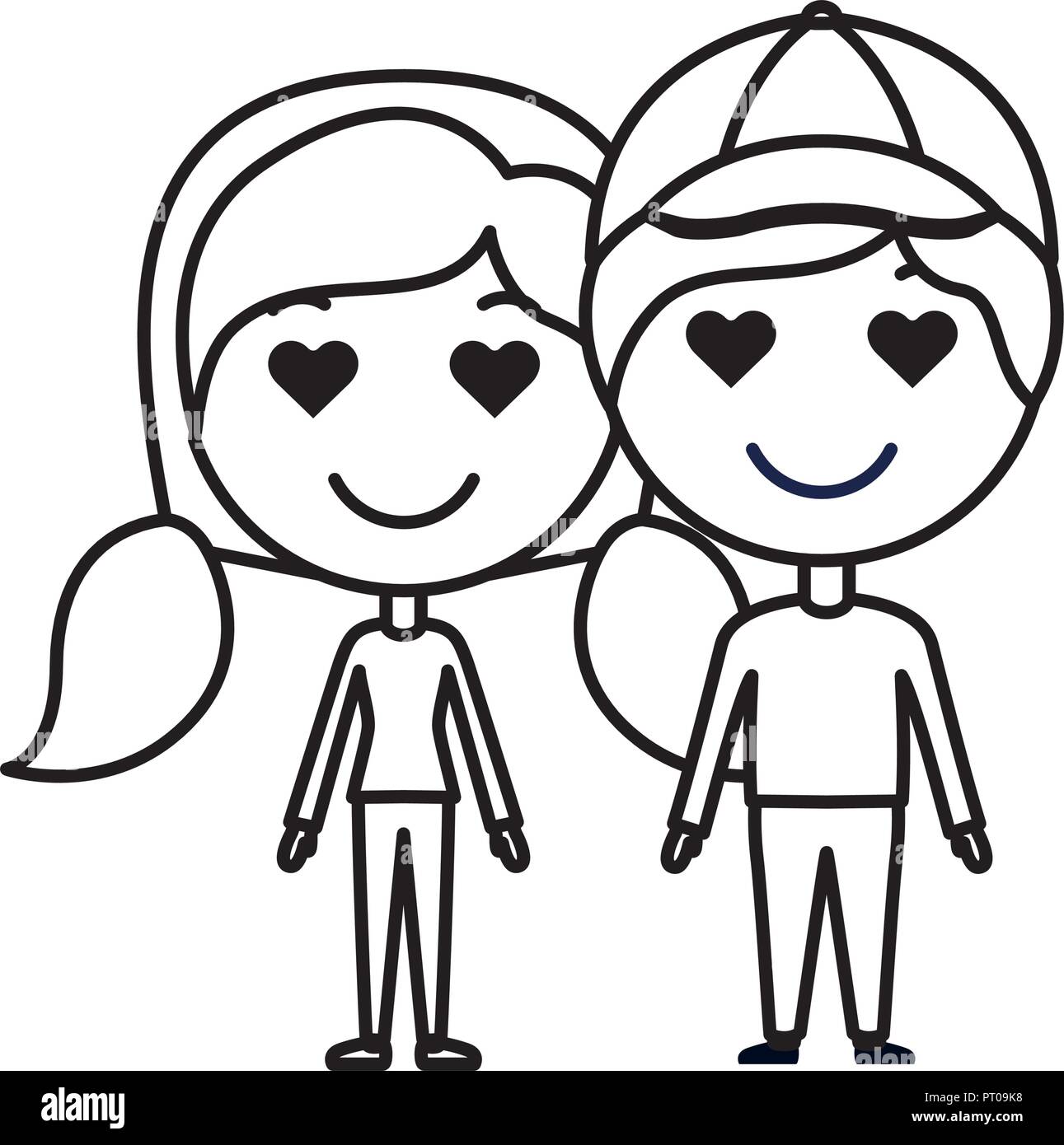 Cartoon Lovers Couple Kawaii Characters Stock Vector Image And Art Alamy