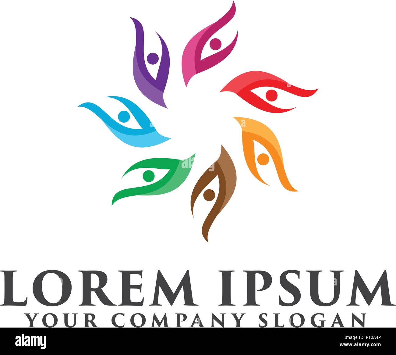 people leaf logo. partner logo design concept template Stock Vector ...