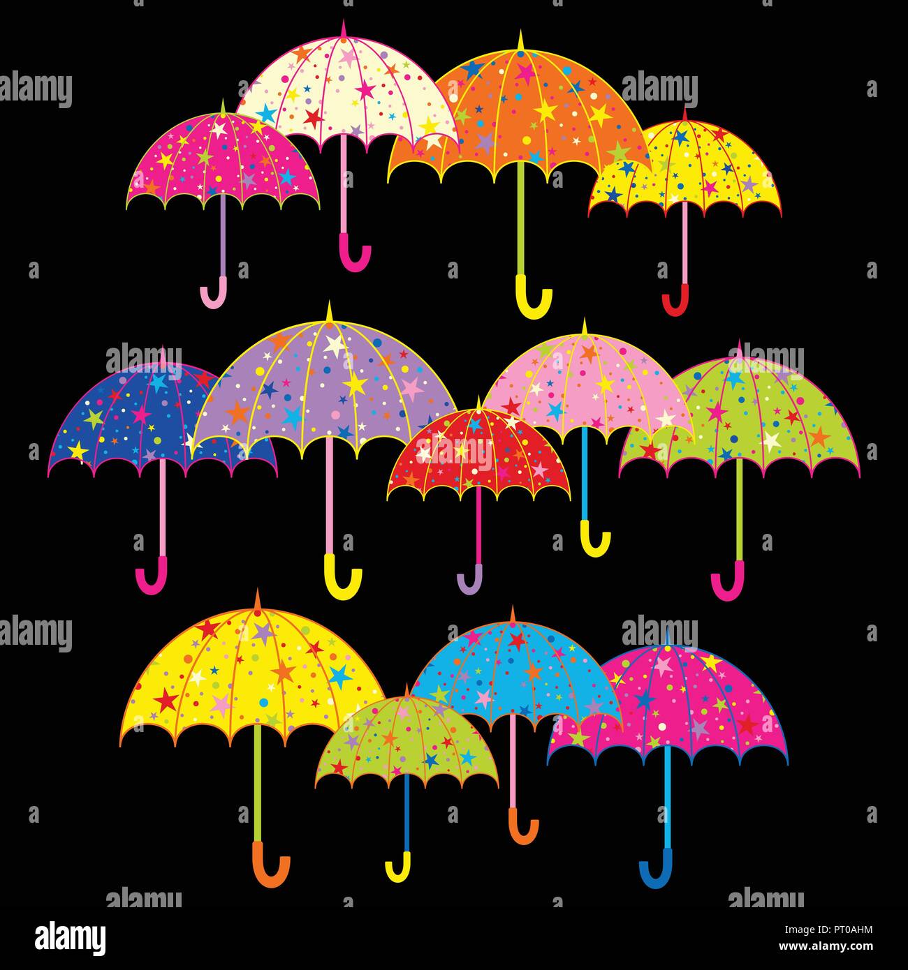 Colorful Umbrella on Black Background Stock Vector Image & Art - Alamy