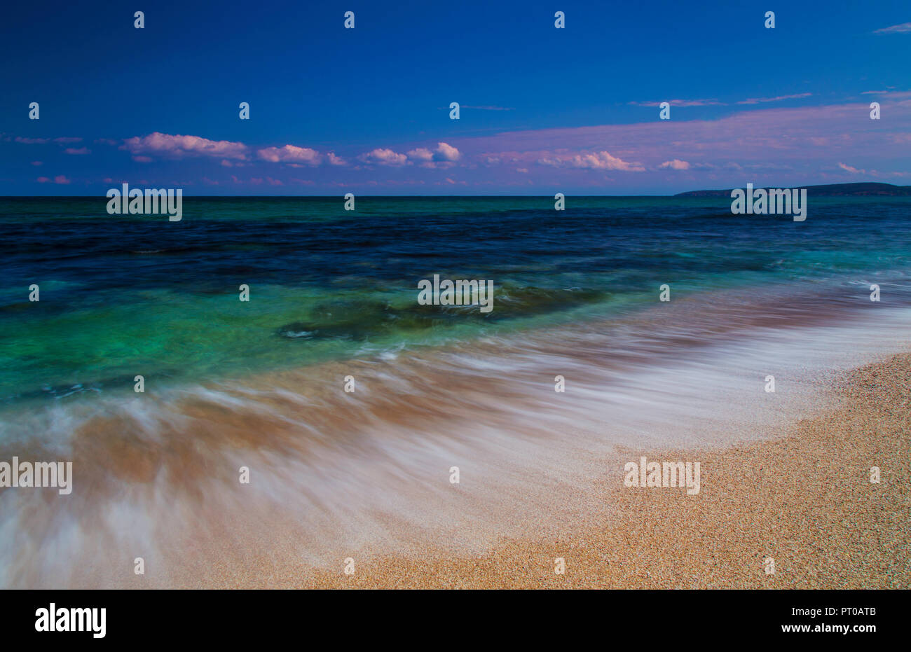 Beautiful summer landscape with sea waves on the beach Stock Photo - Alamy