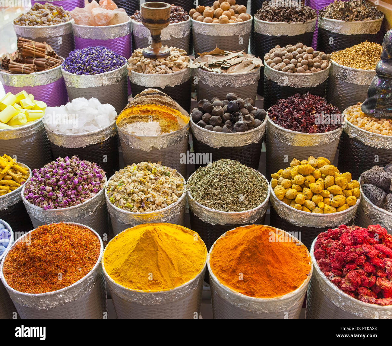 traditional spice market in United Arab Emirates, Dubai souk or market ...