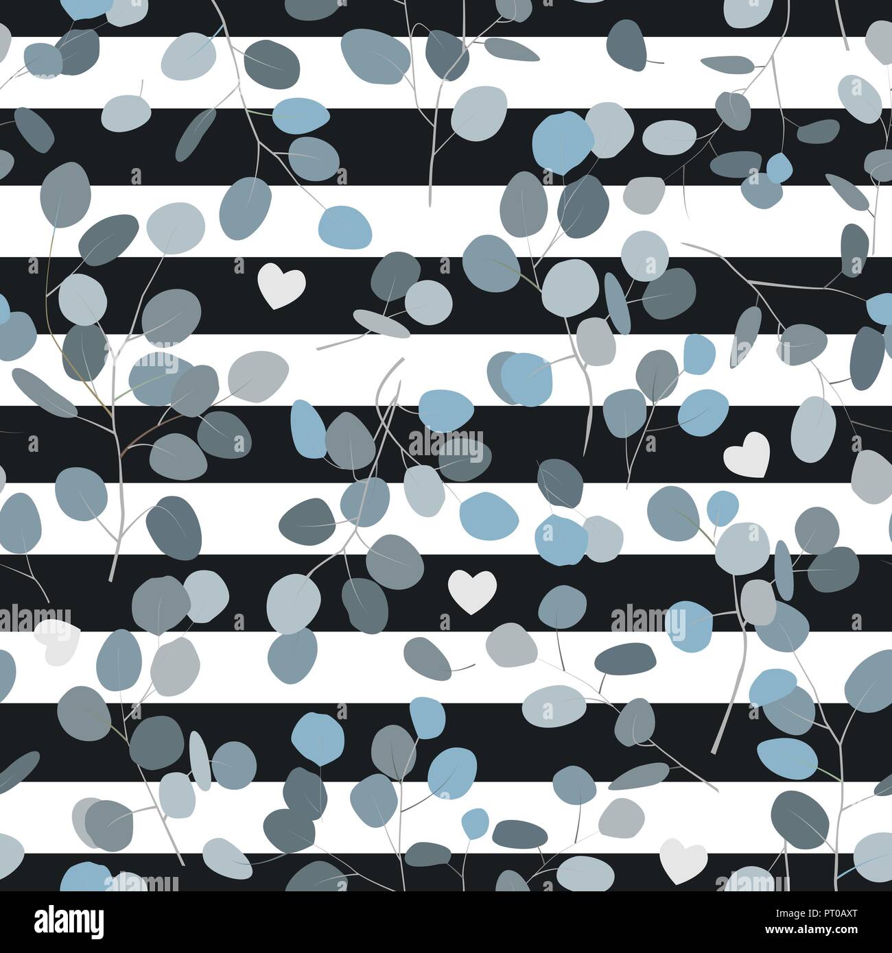 Eucalyptus branches with blue and silver leaves seamless pattern ...