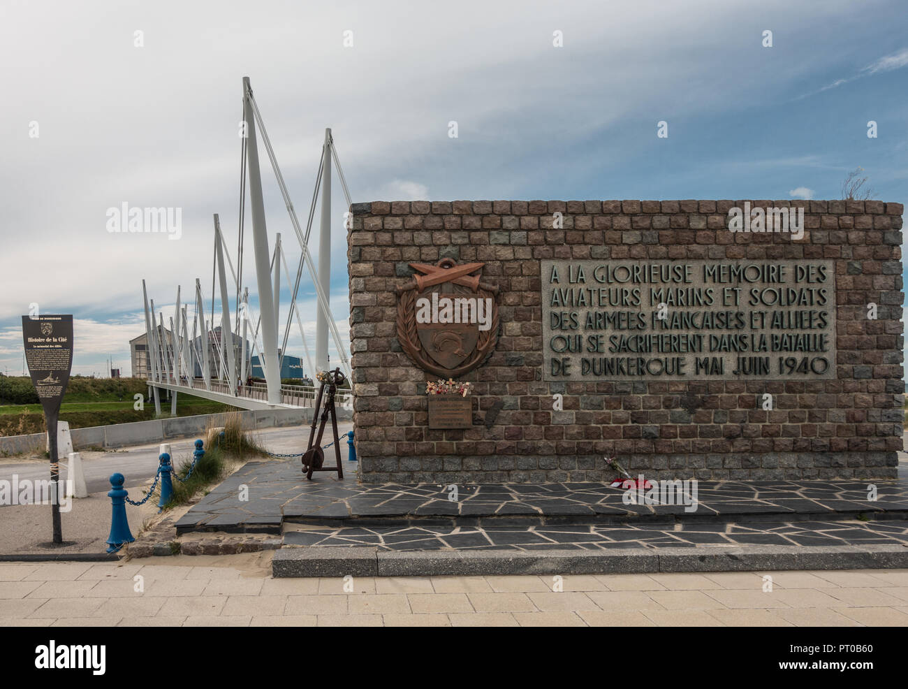 Dunkerque, France - September 16, 2018: Brown stone war memorial ...