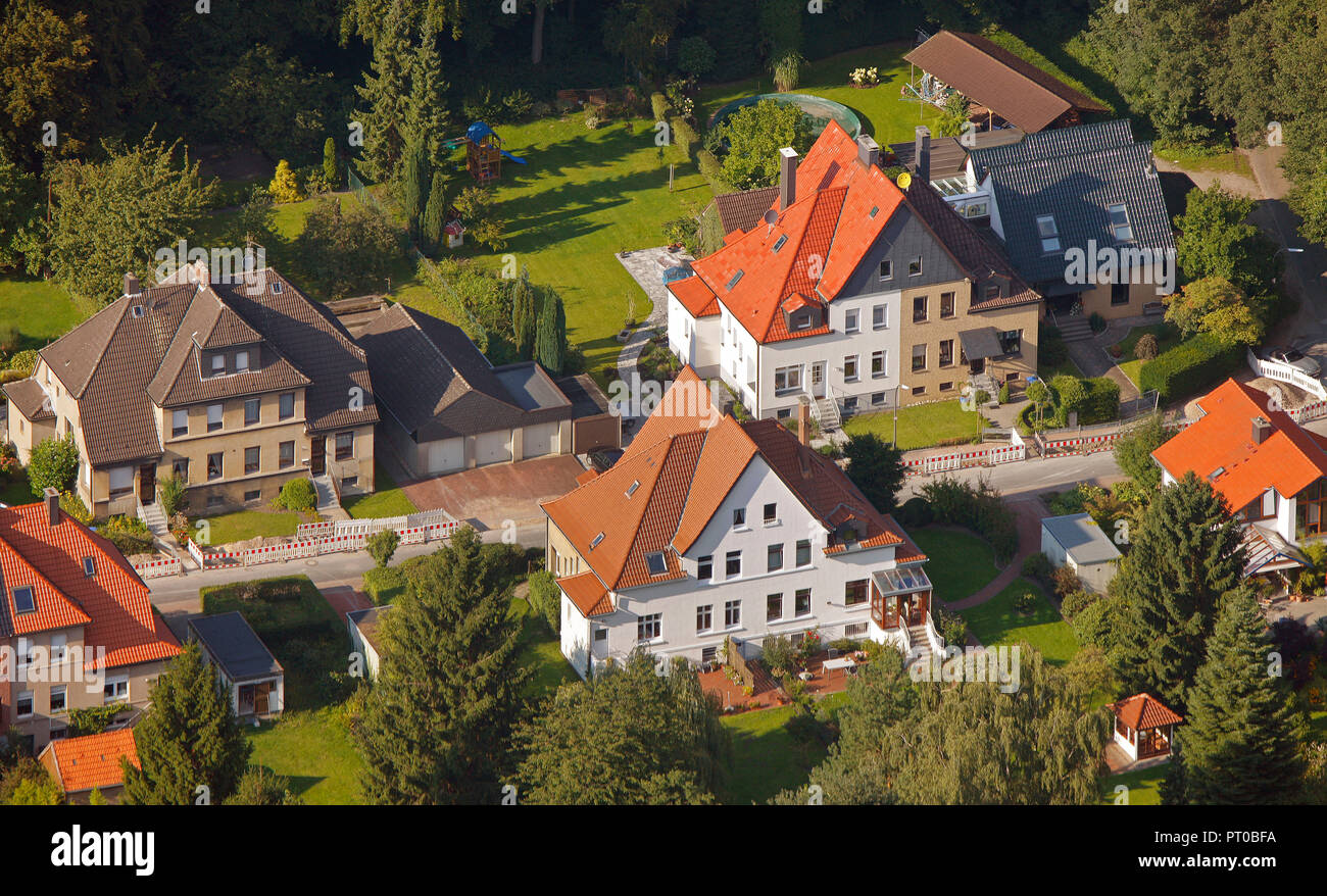 Aerial view, semi-detached houses, residential property, Waltrop, Ruhr ...