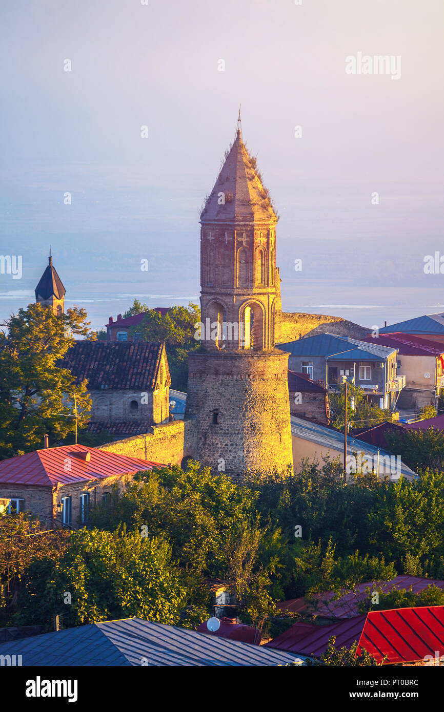 Signagi or Sighnaghi city in Kakheti region in Georgia, sunrise in ...