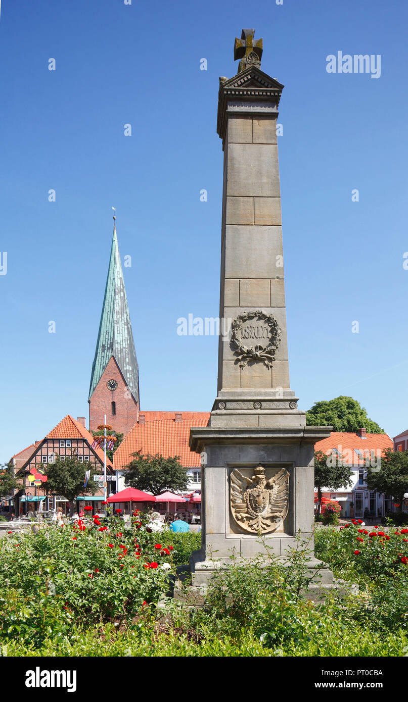 Market Square with town church St. Michaelis and Obelisk, Eutin ...