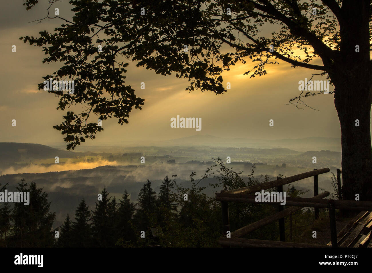 After the big rain - view into the valley after a thunderstorm with a ...