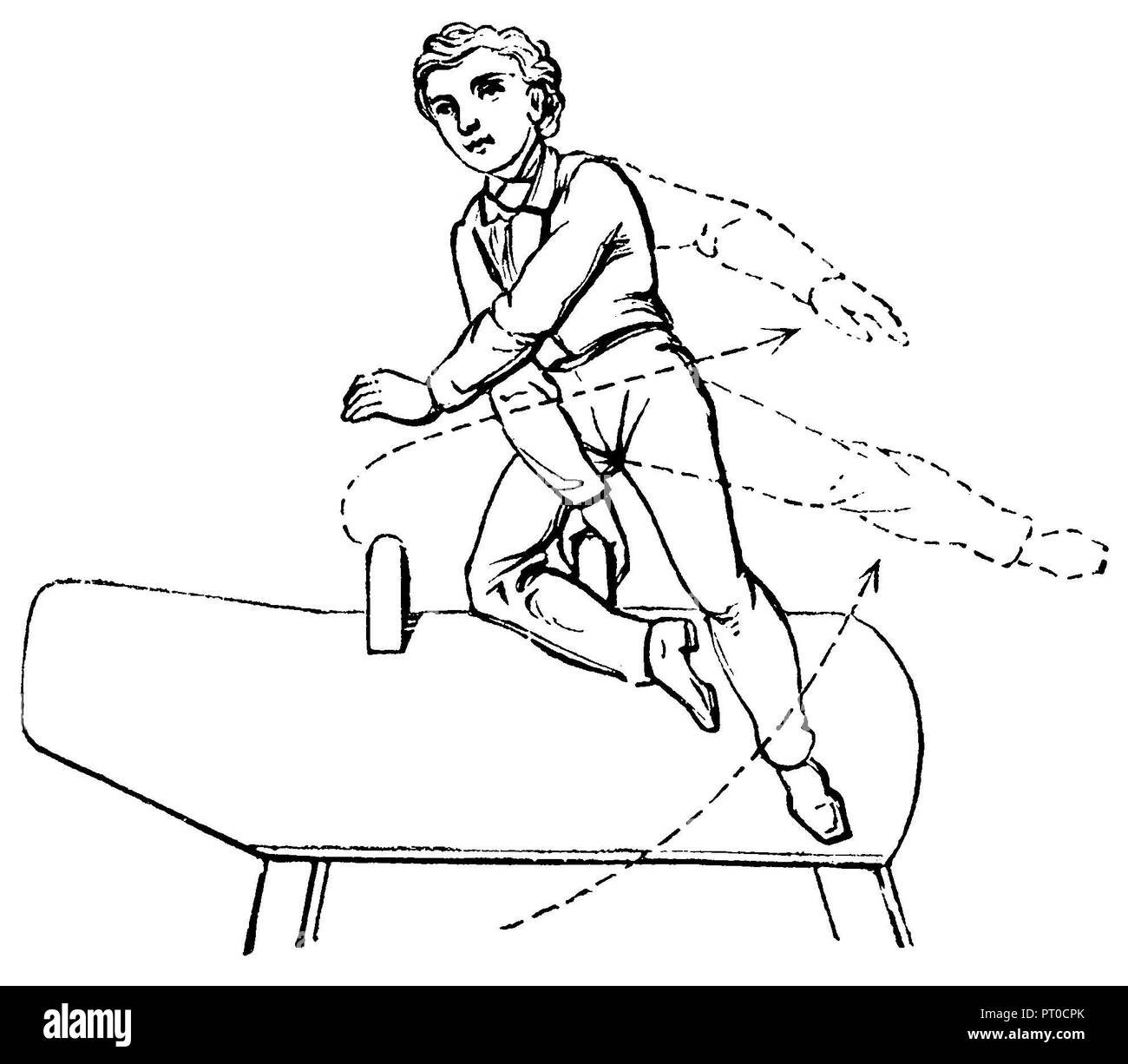 Gymnastics, exercises: horse jumping. needle, 1890 Stock Photo - Alamy