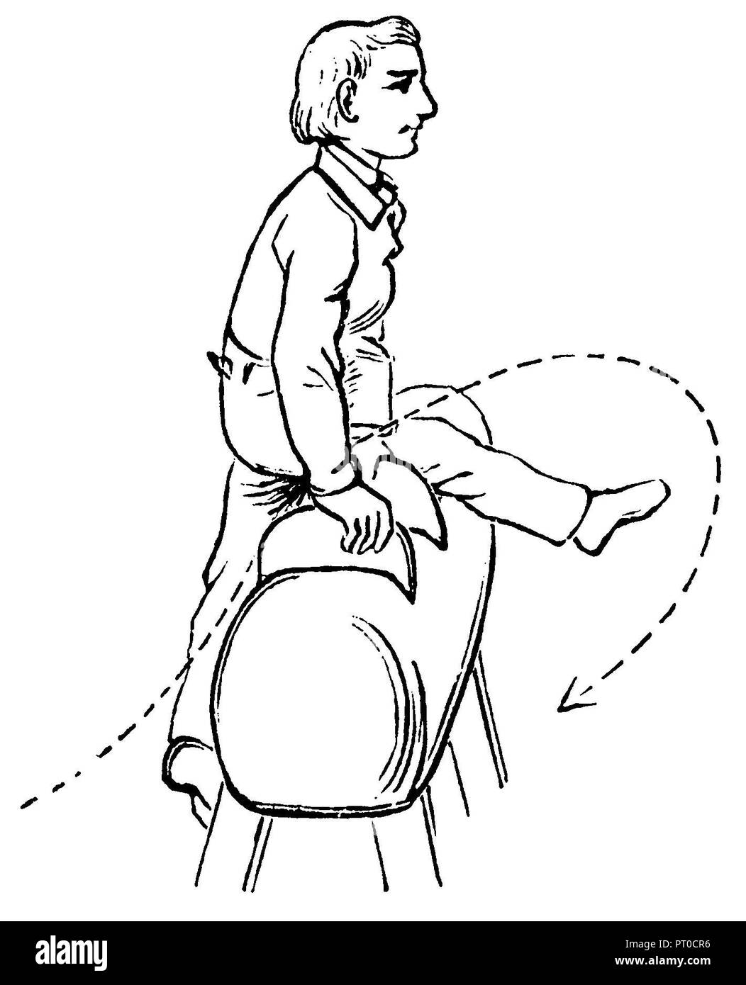 Gymnastics, exercises: horse jumping. Aufsitzen with struts from the ...