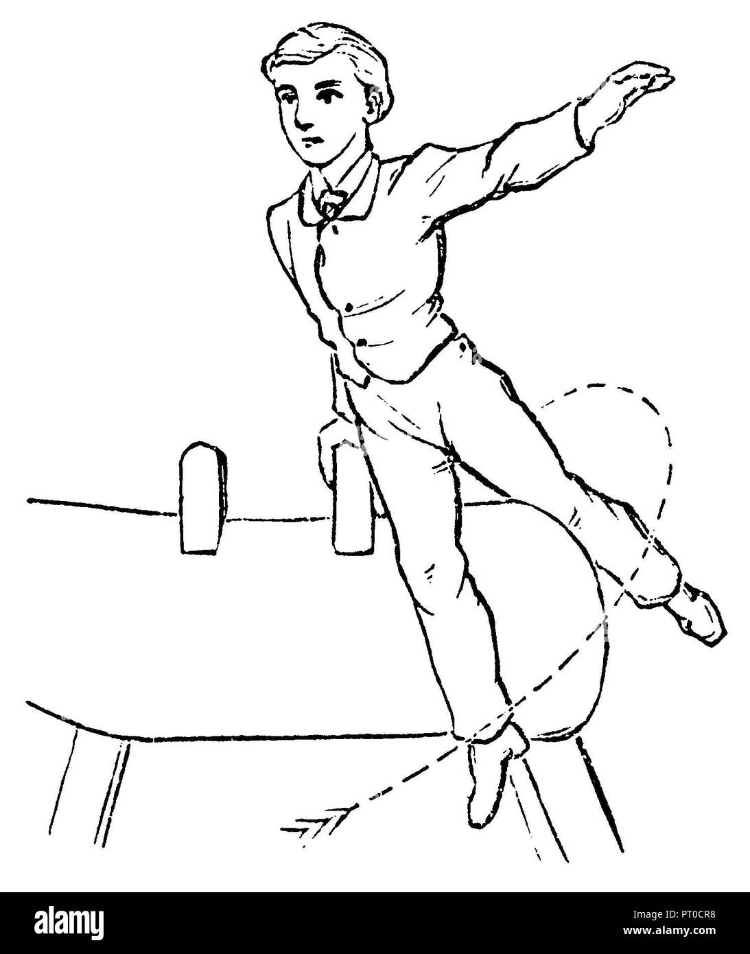 Gymnastics, exercises: horse jumping. Screws up in reverse, 1890 Stock ...