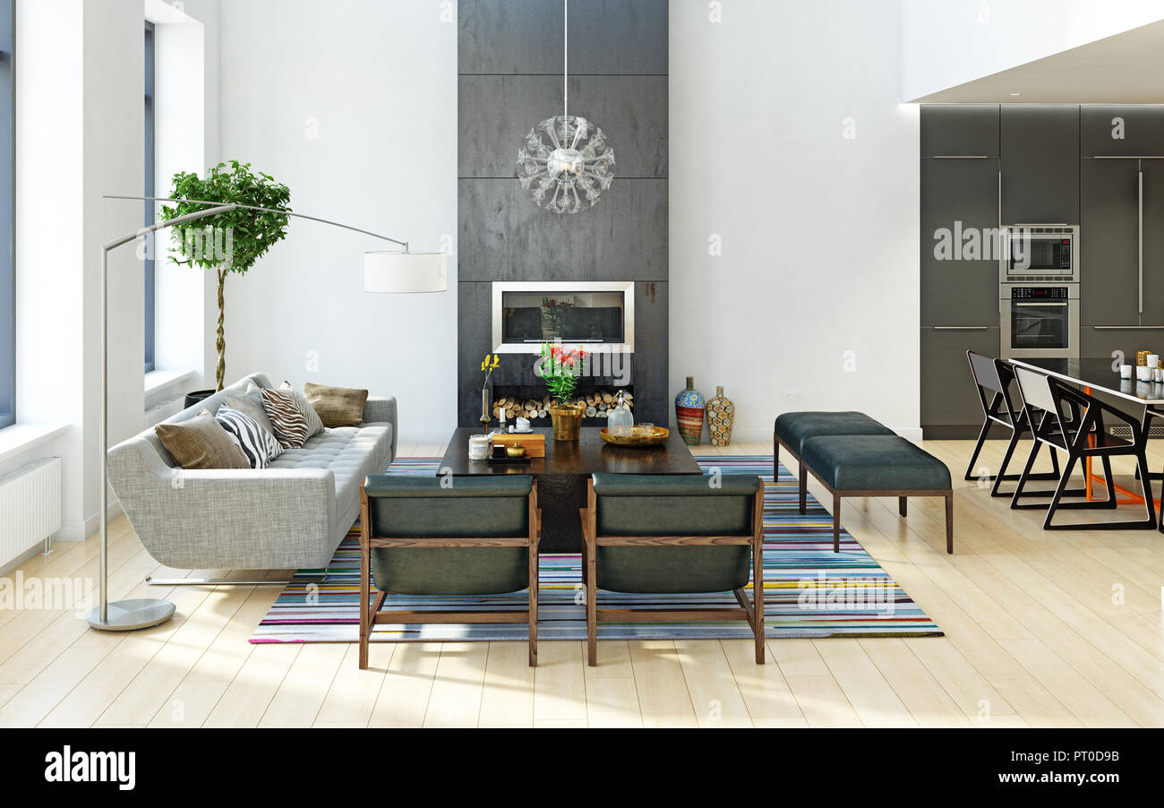 modern interior design. 3d rendering concept Stock Photo - Alamy