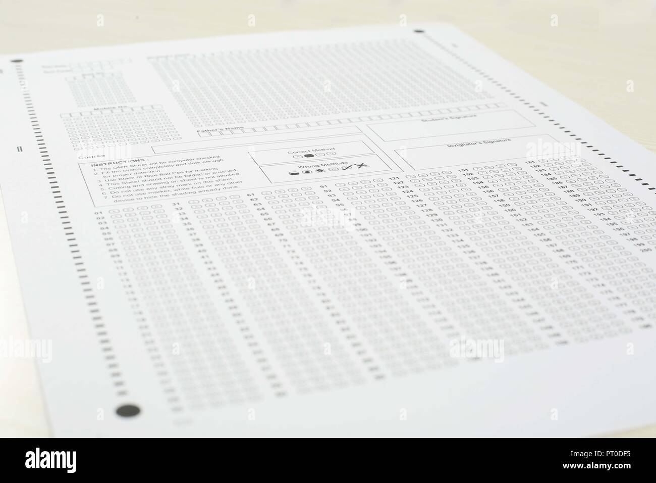 Picture of exam omr sheet and pen. Isolated on white background Stock ...