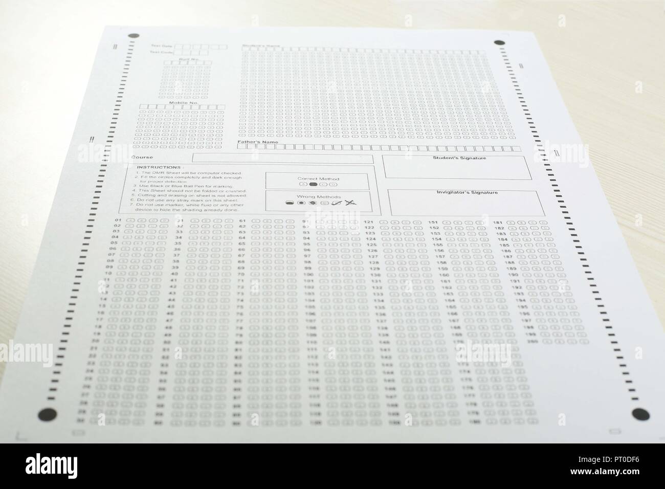 Picture of blank omr sheet and pen. Isolated on white background Stock ...