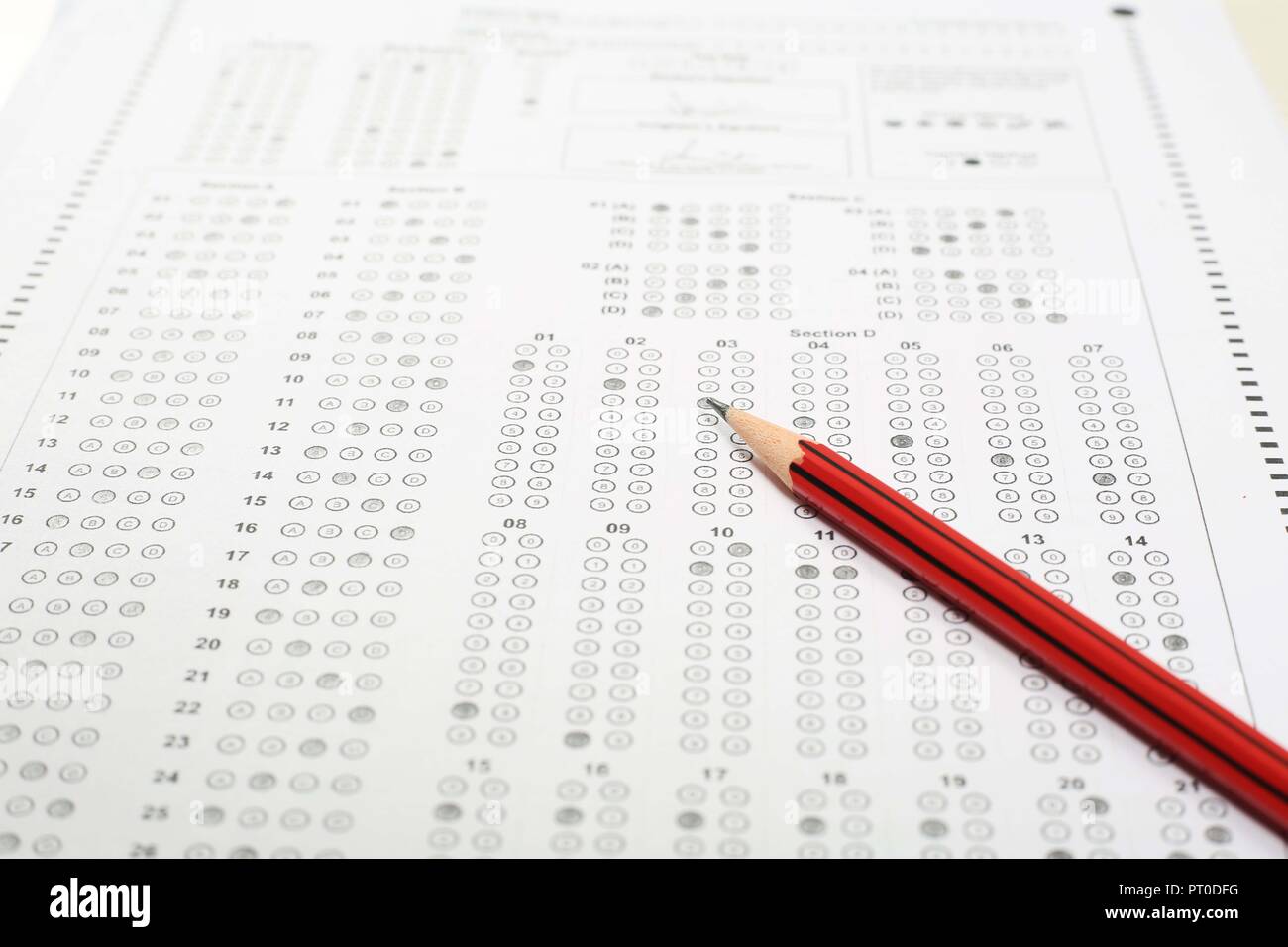 Picture of many exam sheet, pencil and pen. Isolated on white ...