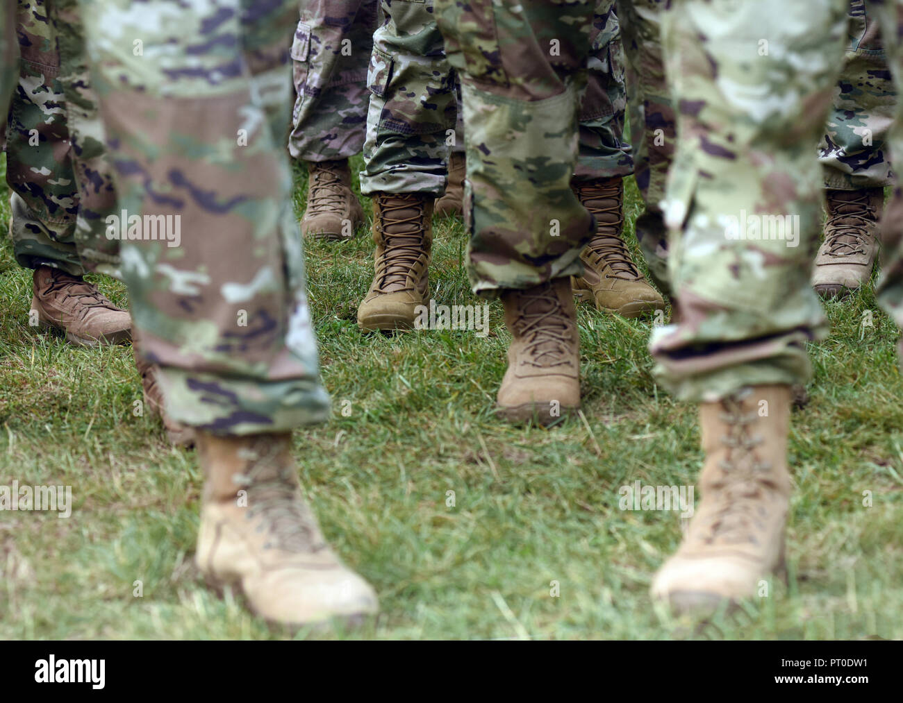 US soldiers legs in green camouflage military uniform. US troops Stock ...