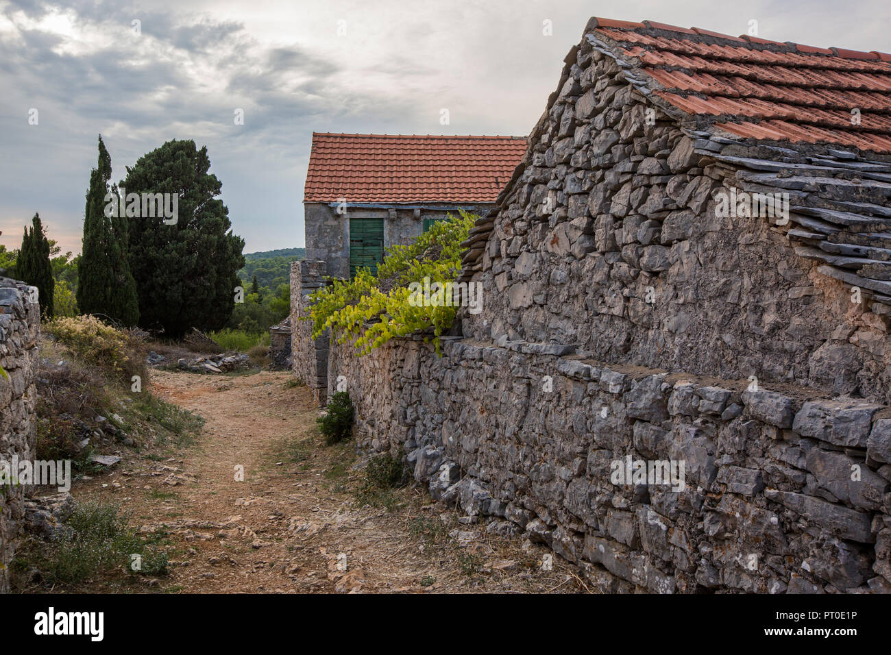 Humac is an uninhabited hamlet on the island of Hvar, Croatia Stock ...