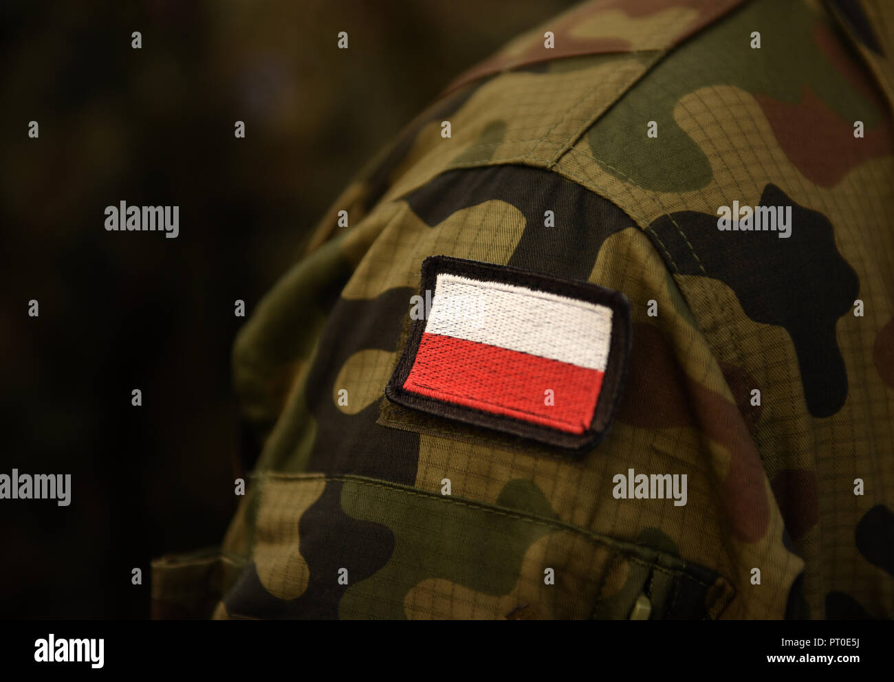 Polish patch flag on soldiers arm. Poland military uniform. Poland ...