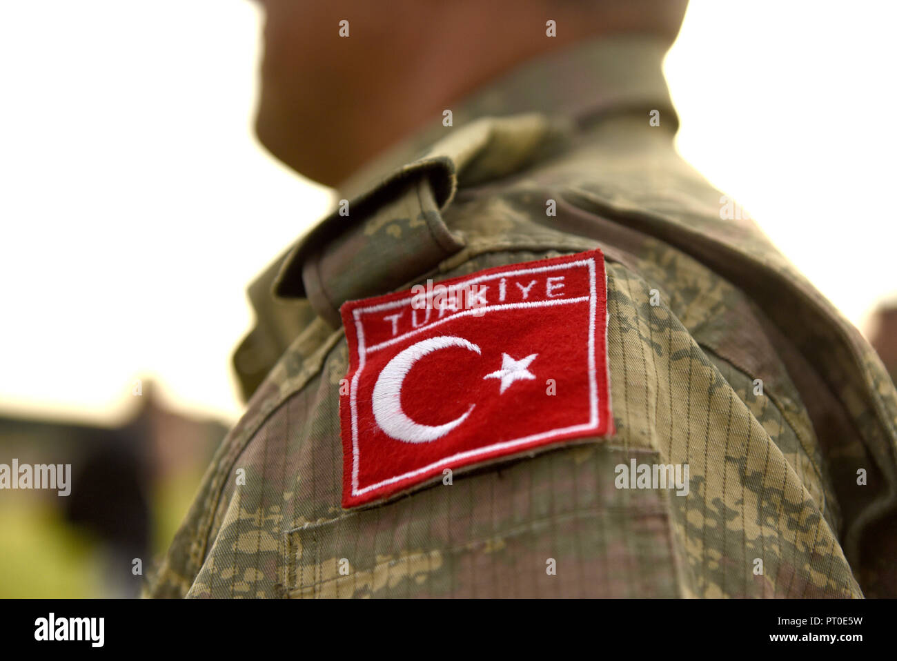 Turkish flag on Turkey army uniform. Turkey troops Stock Photo - Alamy