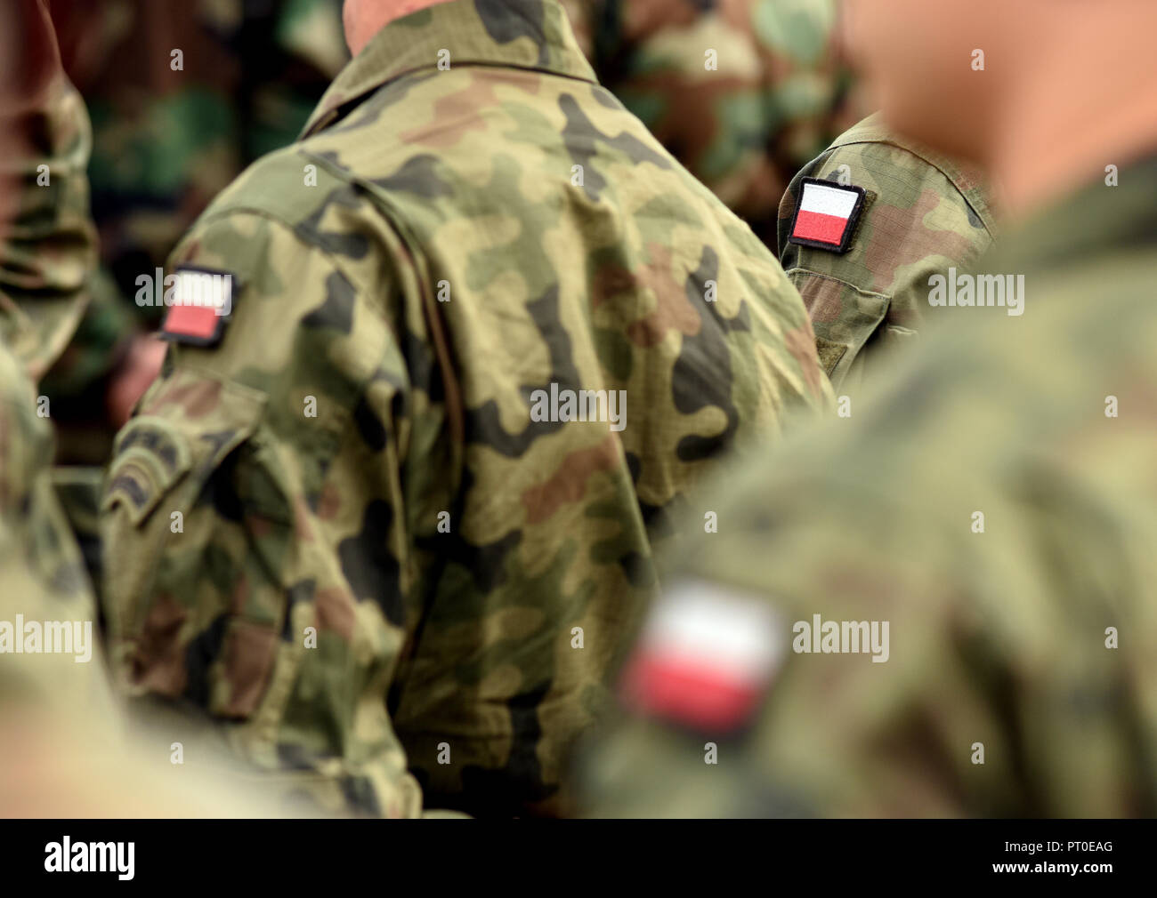 Polish patch flag on soldiers arm. Poland military uniform. Poland ...