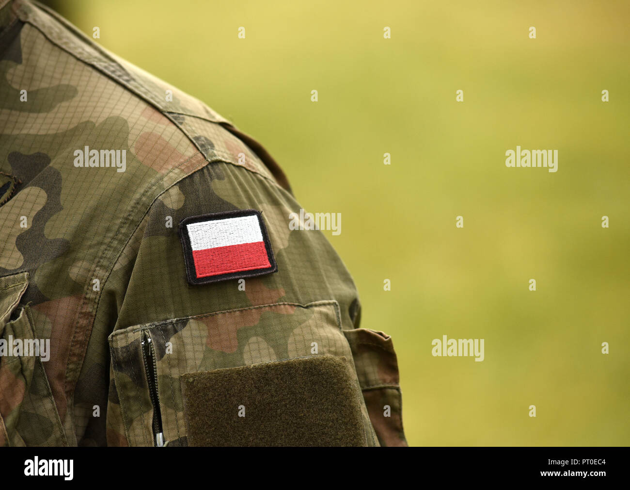 Polish patch flag on soldiers arm. Poland military uniform. Poland ...