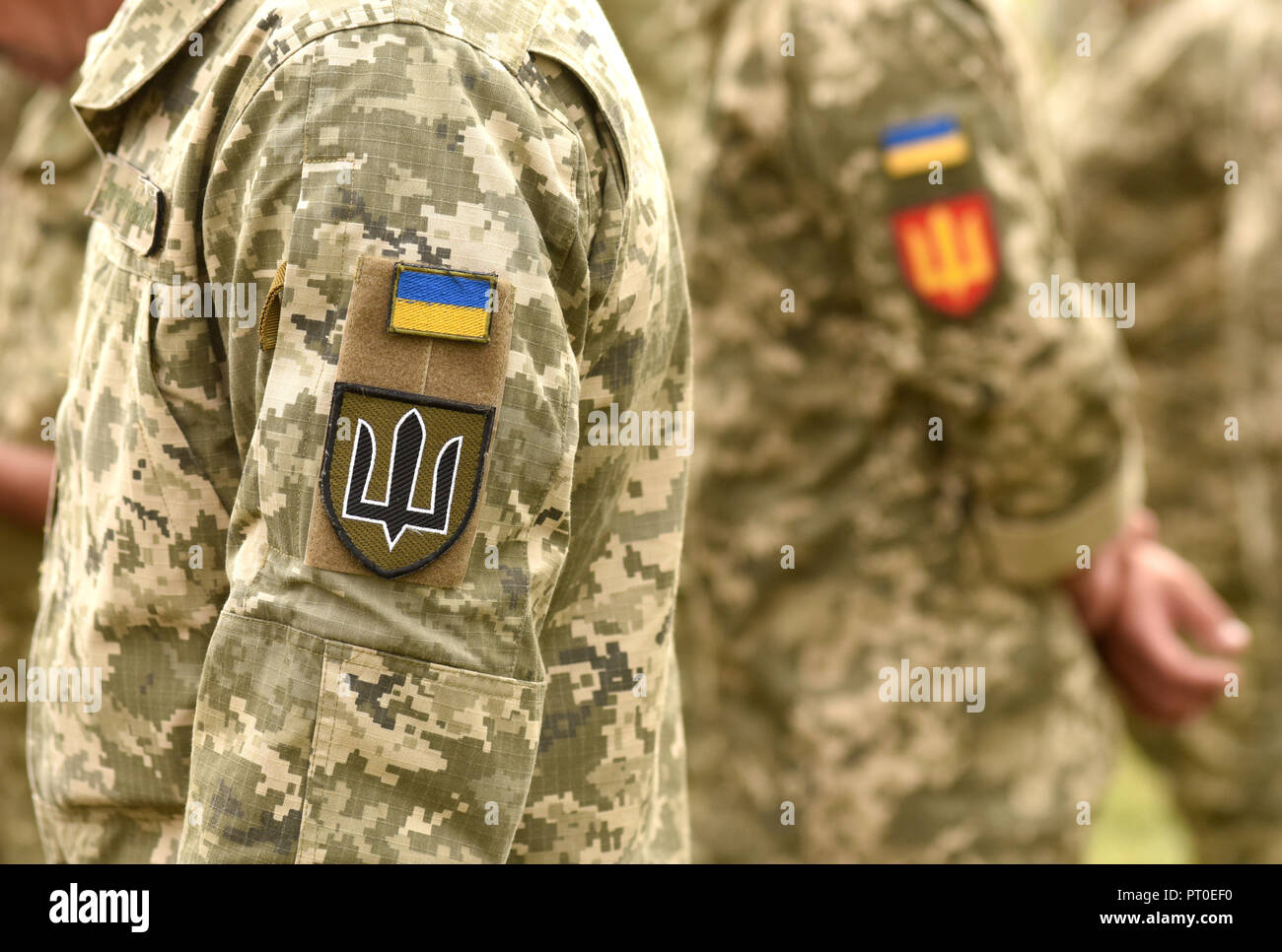Ukraine patch flag on army uniform. Ukraine military uniform. Ukrainian ...