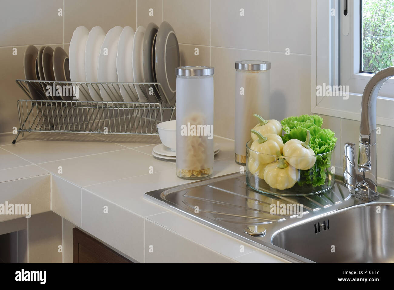 modern pantry with utensil in kitchen Stock Photo - Alamy