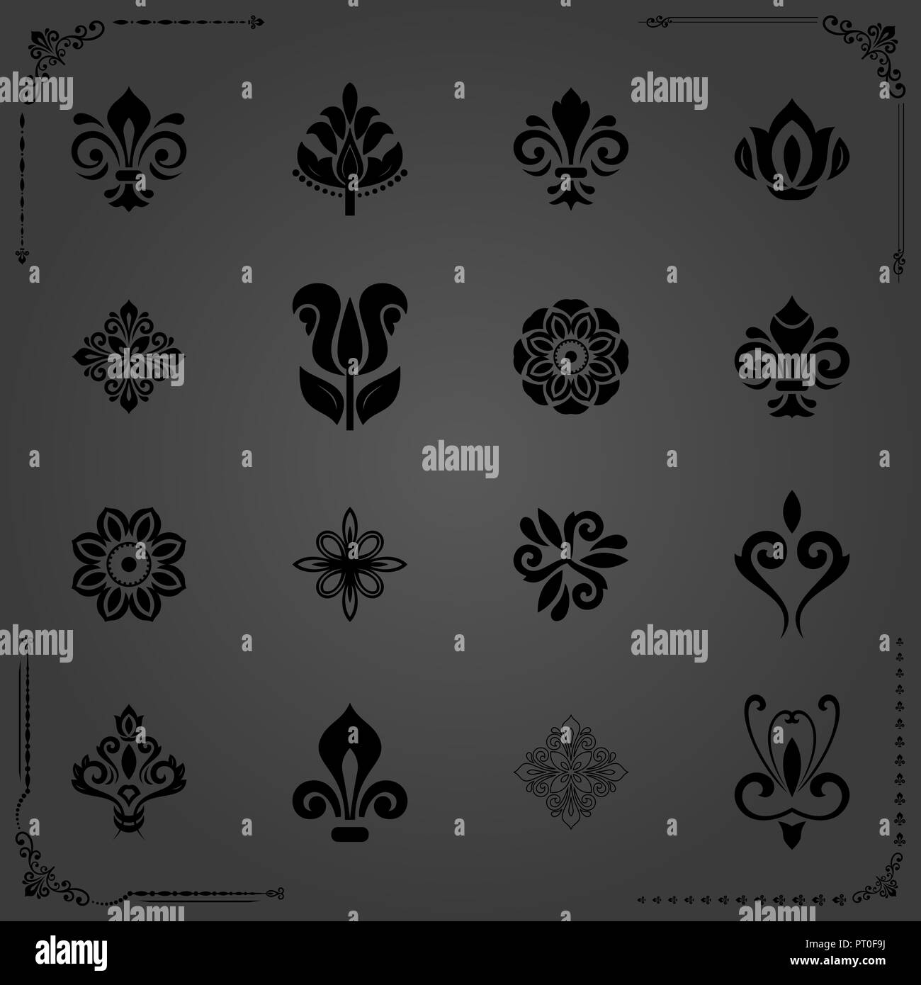 Vintage Set of Round Elements Stock Photo - Alamy