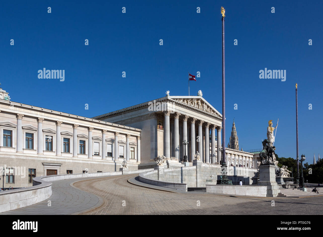 Parliament Buildings on Ringstrabe in Vienna, Austria. The Austrian ...