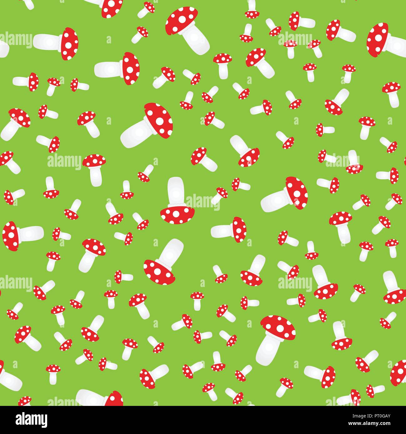 Vector illustration. Seamless pattern. Mushroom flat style. Green ...